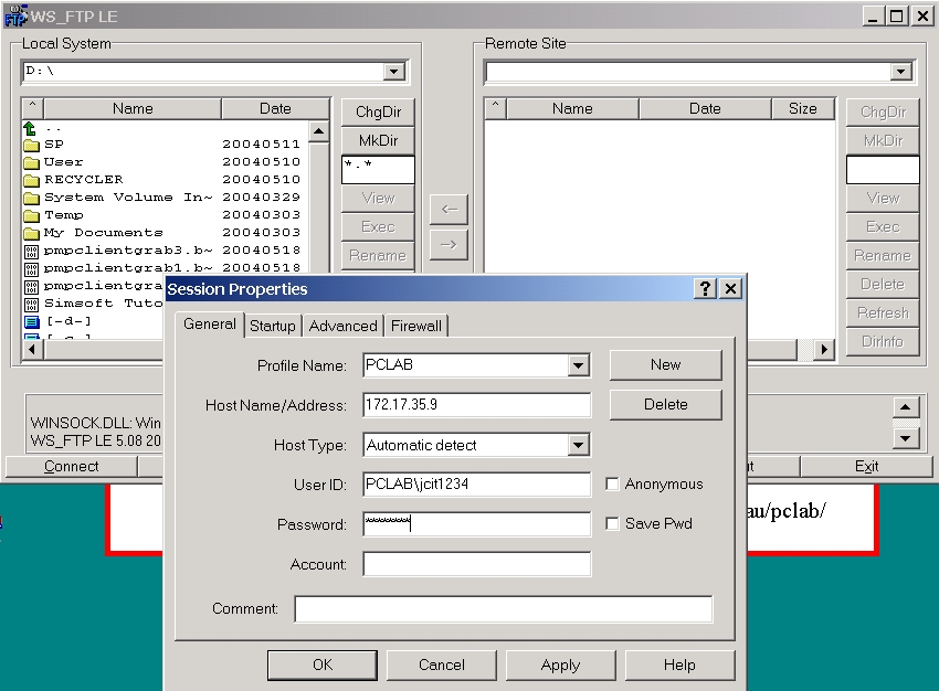 Accessing your FTP data storage account